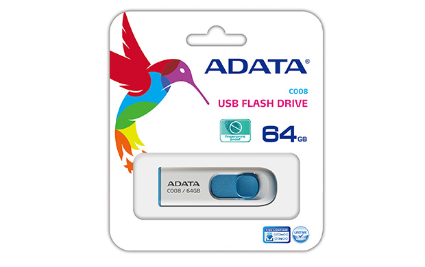 32GB ADATA C008 USB2.0 FLASH DRIVE WHITE/BLUE - COM1 International Pty Ltd